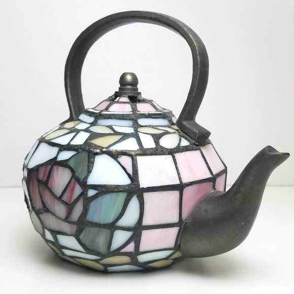 Accents | Stained Glass Teapot Lamp Tiffany Style Shade Rose Accent ...
